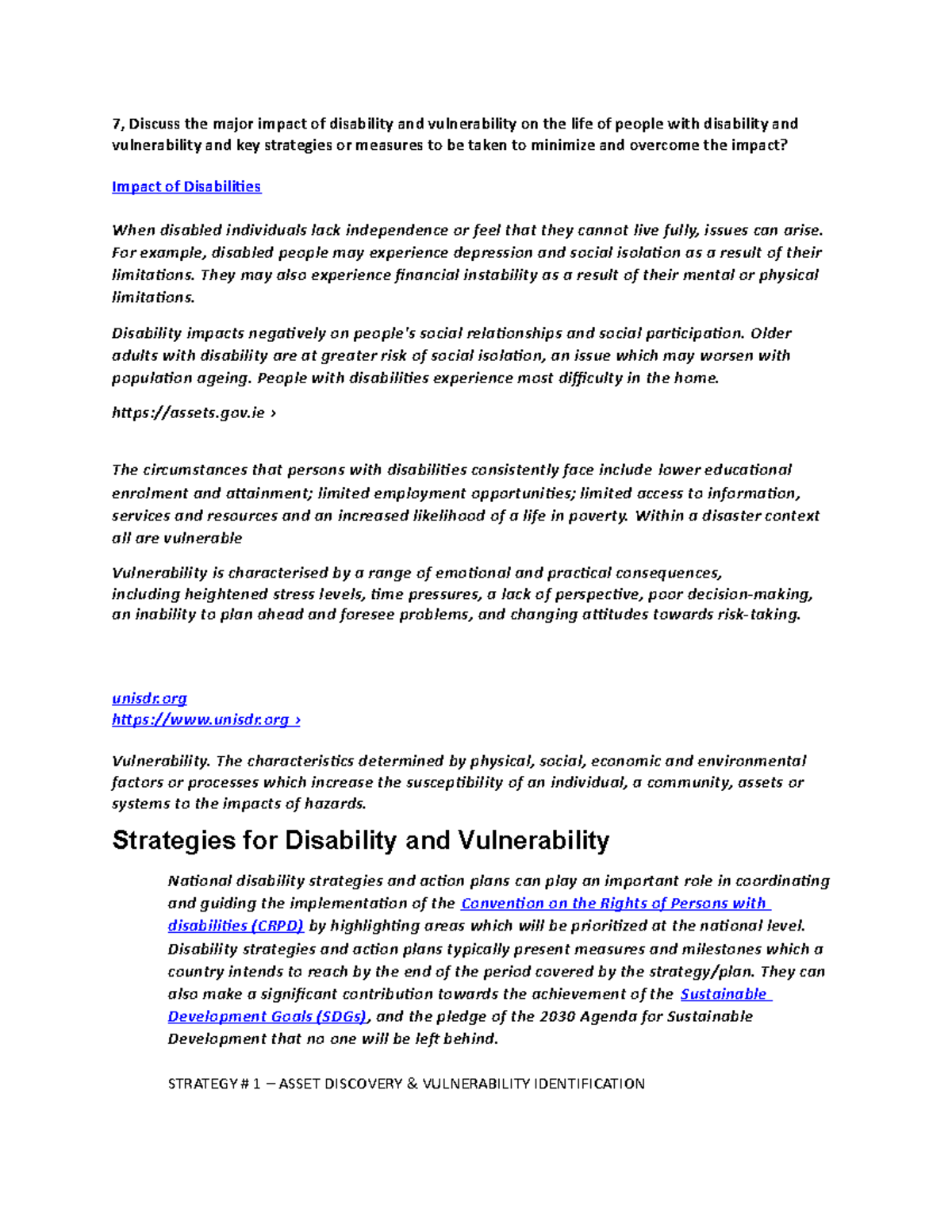 Assignment inclusive - 7, Discuss the major impact of disability and ...