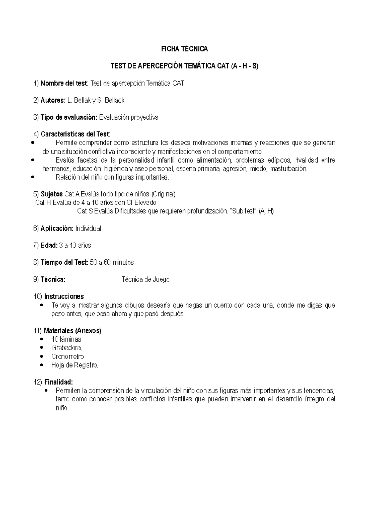 Test apercepción CAT (A-H-S) corrección - FICHA TÉCNICA TEST DE ...