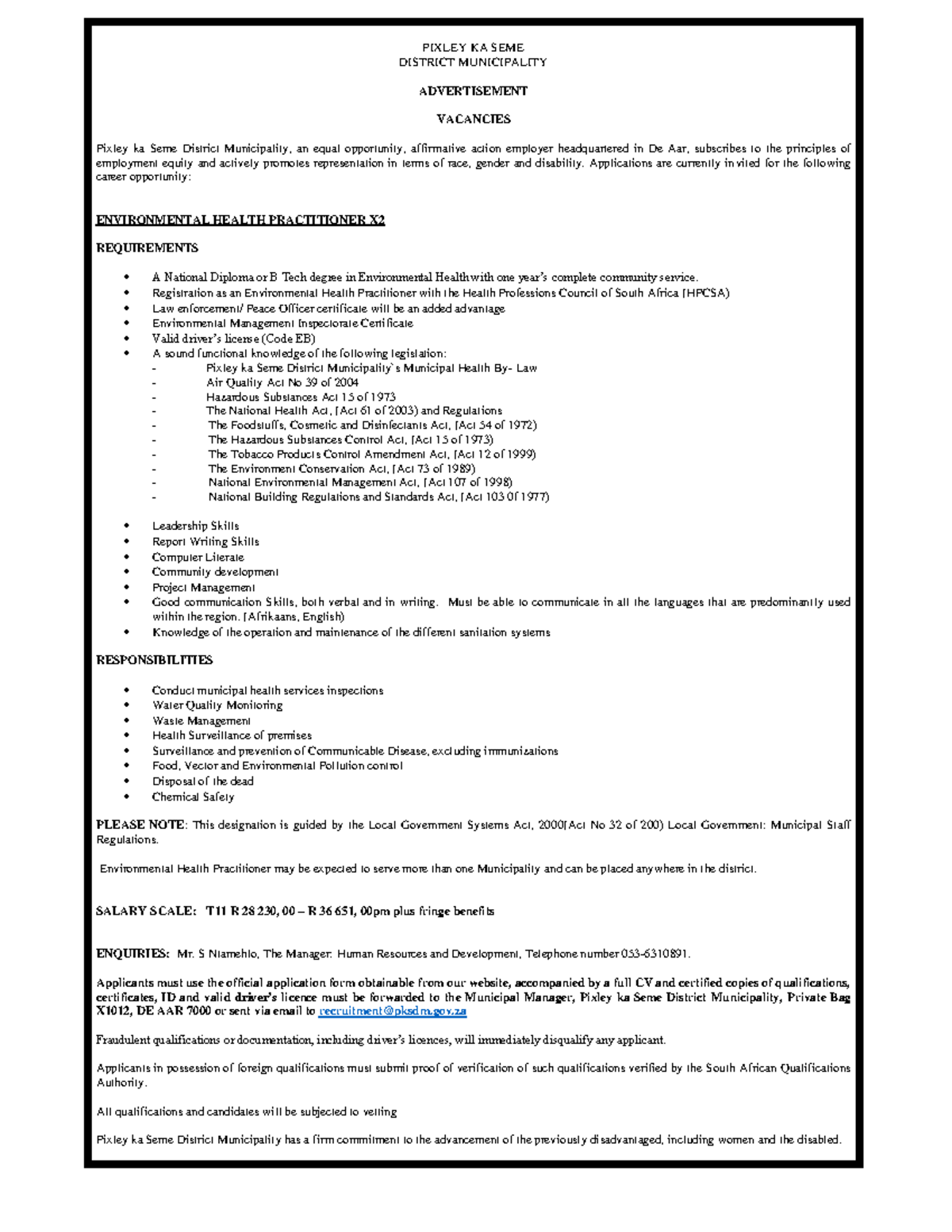 Advert EHP 2023 12 - Zbsnsb sbsbsb sjjssj - PIXLEY KA SEME DISTRICT ...