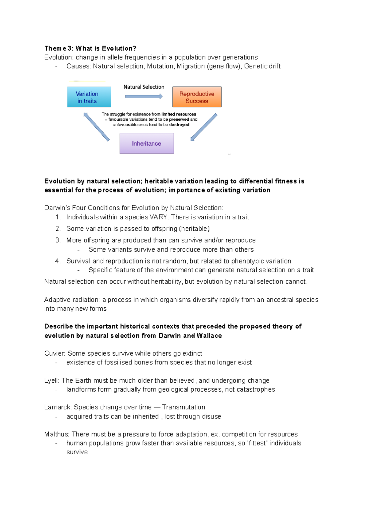 BIOL243 Final - Theme 3: What is Evolution? Evolution: change in allele ...