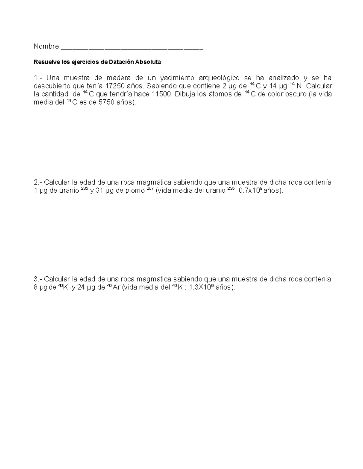 Actividad 5. Datación absoluta - Nombre ...