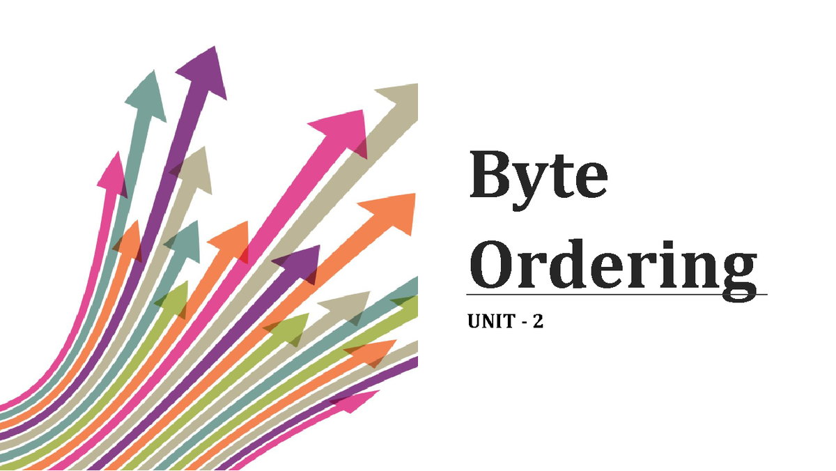 Unit 2 - Notes - Byte Ordering UNIT - 2 BYTE ORDERING An arrangement of ...