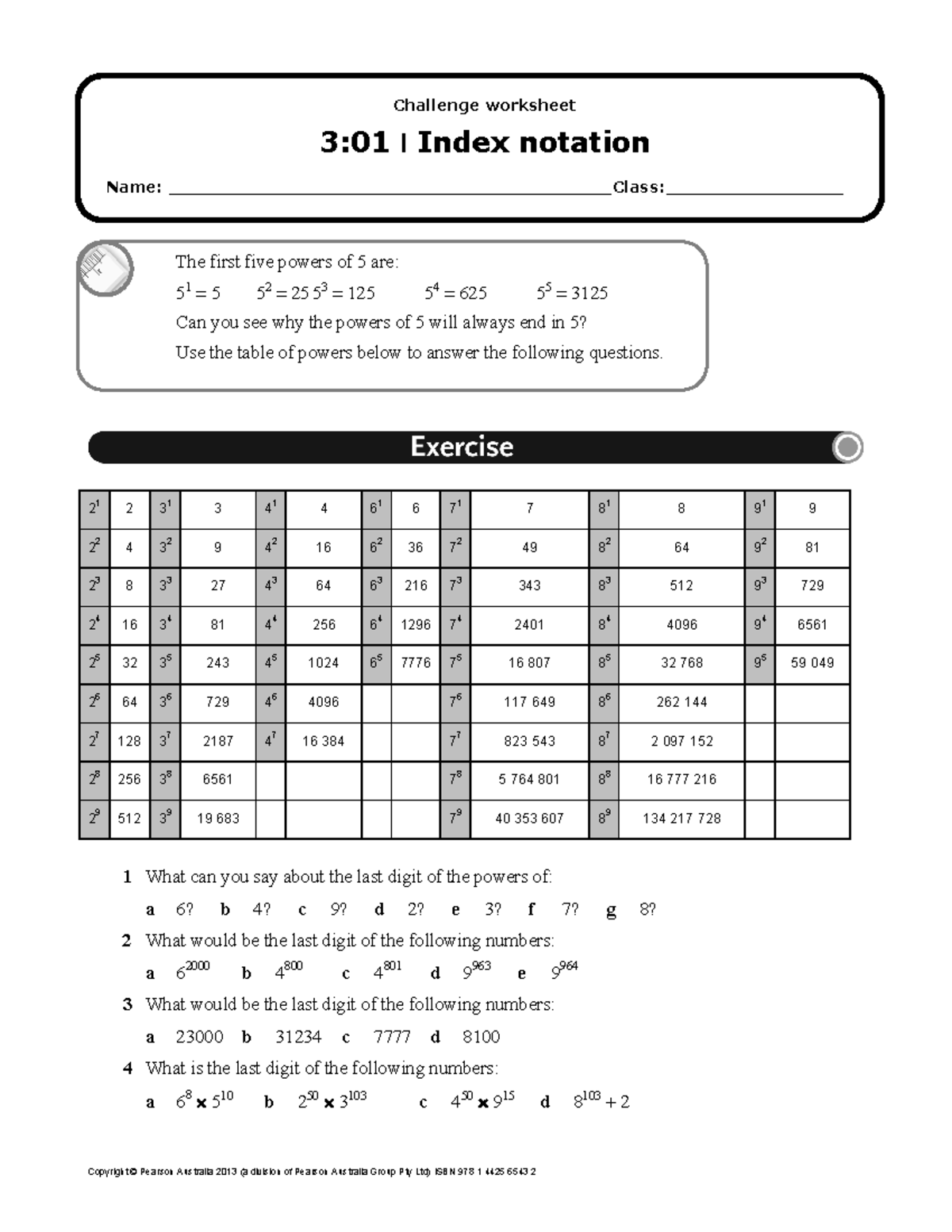(Signpost) Index Notation Challenge - Copyright © Pearson Australia ...