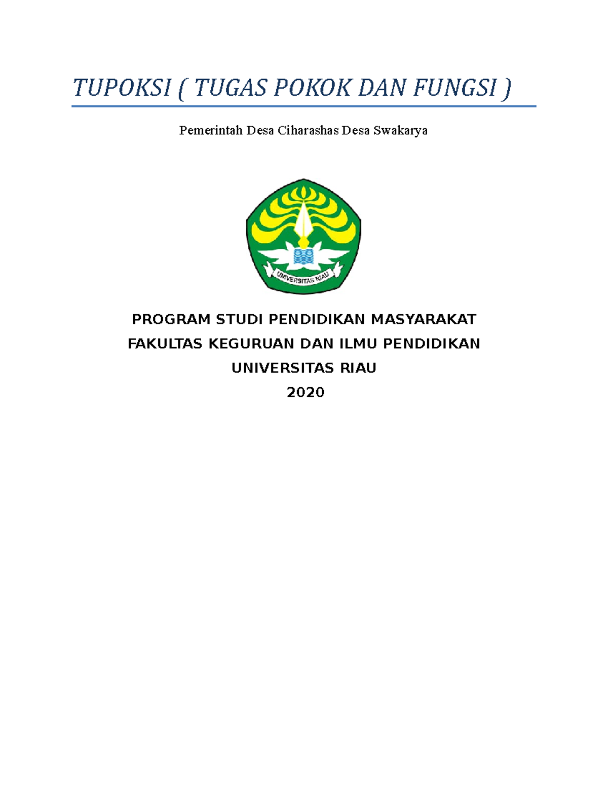 Tupoksi - TUPOKSI ( TUGAS POKOK DAN FUNGSI ) Pemerintah Desa Ciharashas ...