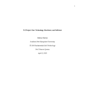5-2 Project One Technology, Hardware, Software - Skylar Thompson IT-200 ...
