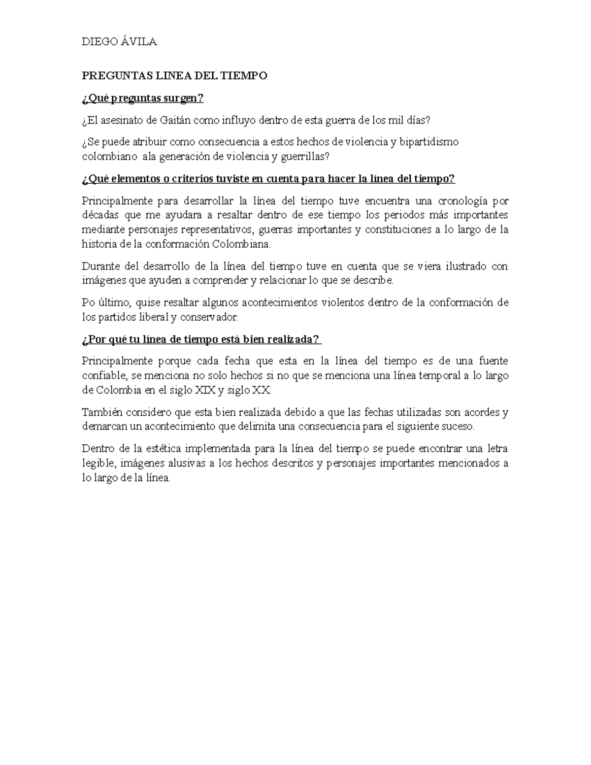 Preguntas Linea DEL Tiempo para estudiantes - DIEGO ÁVILA PREGUNTAS ...