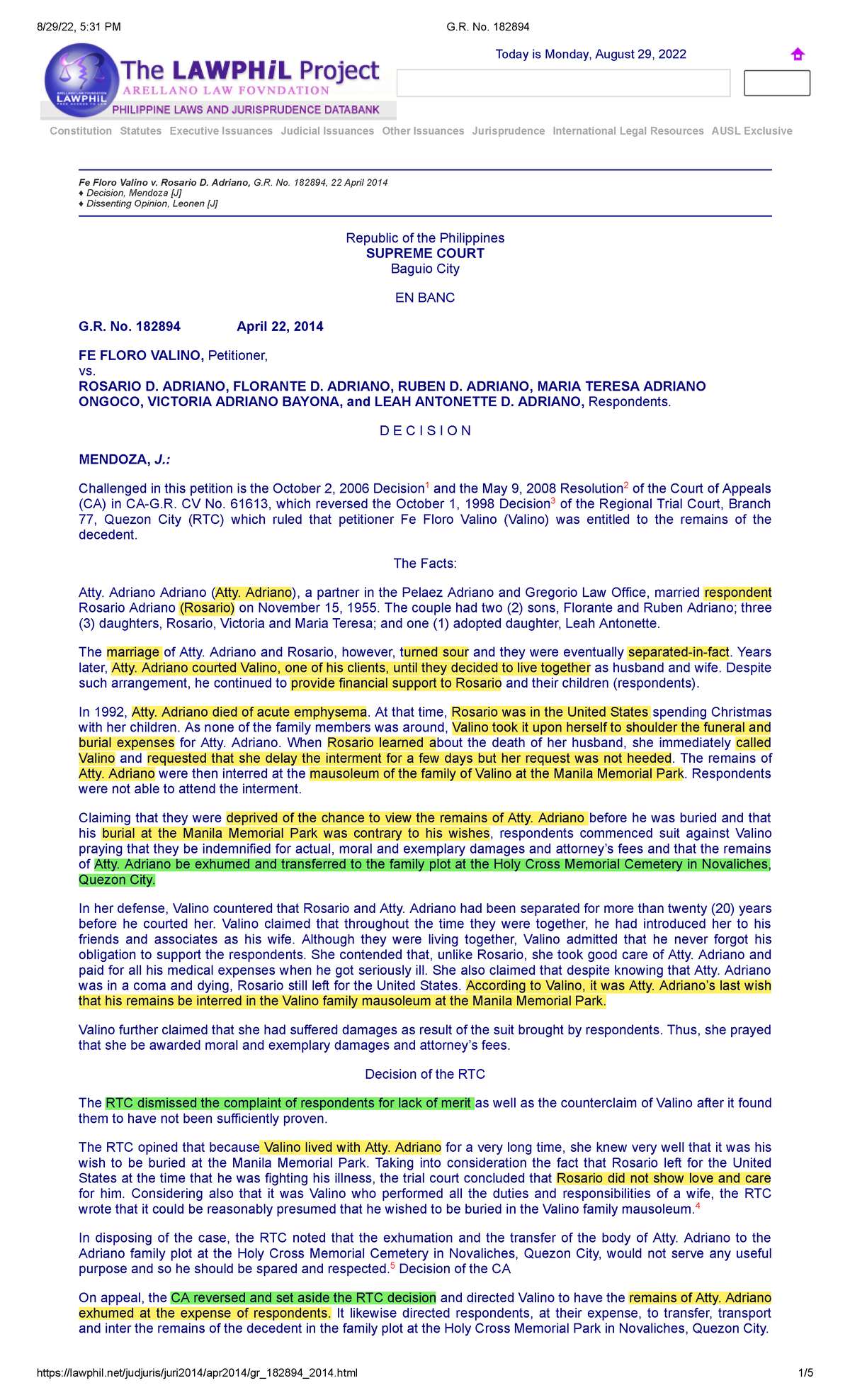 11. Valino v Adriano - sdadasd - Constitution StatutesExecutive ...