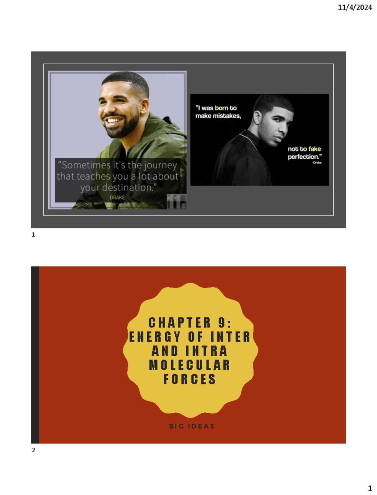 Chapter 9 - post class notes - C H A P T E R 9 : E N E R G Y O F I N T ...