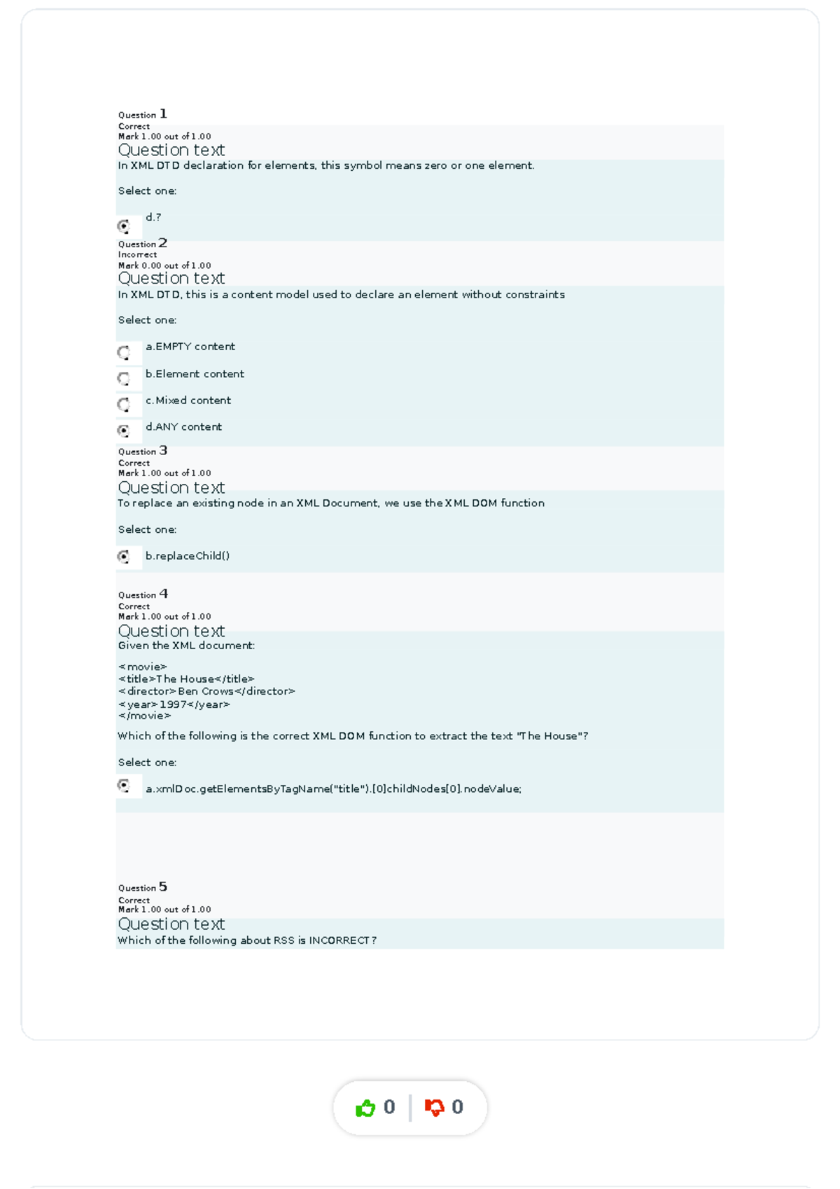 MIDTERM EXAM LAB XML BASED APPLICATIONS ASDASDASDASDASDASDASDASDSADSAD - Question 1 Correct Mark ...