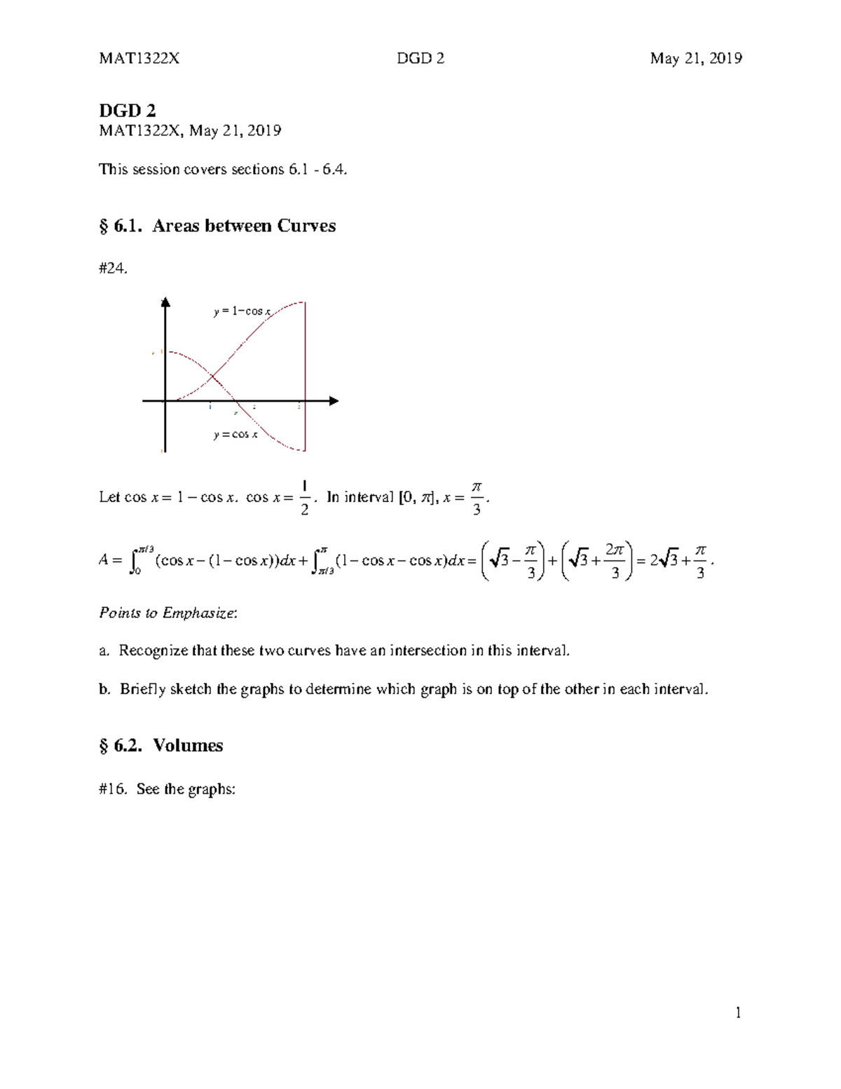 DGD2 - dgd2 - DGD 2 MAT1322X, May 21, 2019 This session covers sections 6 - 6. § 6. Areas ...