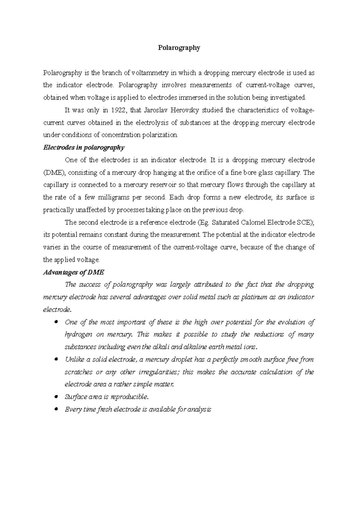 Polarography note - It's a lecture note - Polarography Polarography is ...