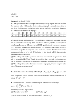 ME4725 HW4 - Homework Questions - ME Dr. S. Choi Homework #4, Due 2/27/ Consider a mechanical ...