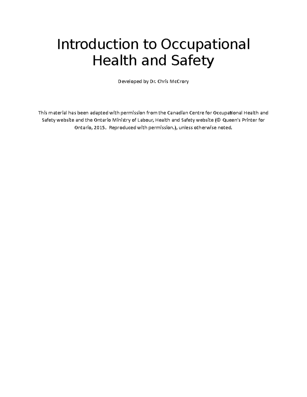 Introduction to Health and Safety Final Student Copy - Introduction to ...