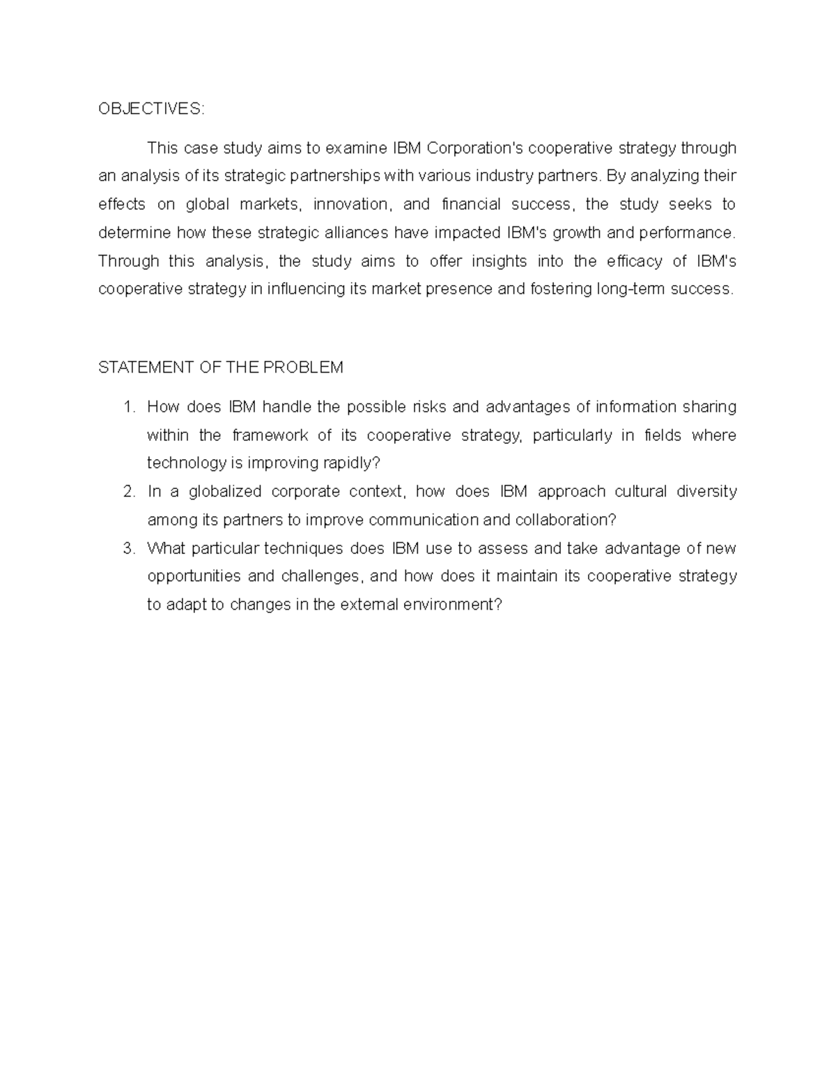 Objectives-and-SOP - rwagfkjok - OBJECTIVES: This case study aims to ...