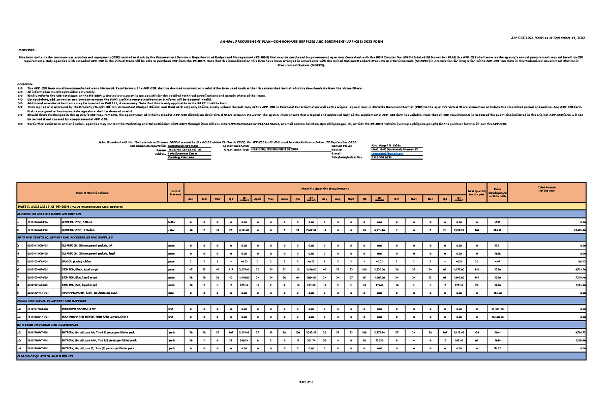 COA-RO8 APP-CSE FY2023 Form - Reminders: 1 The APP-CSE form must be ...