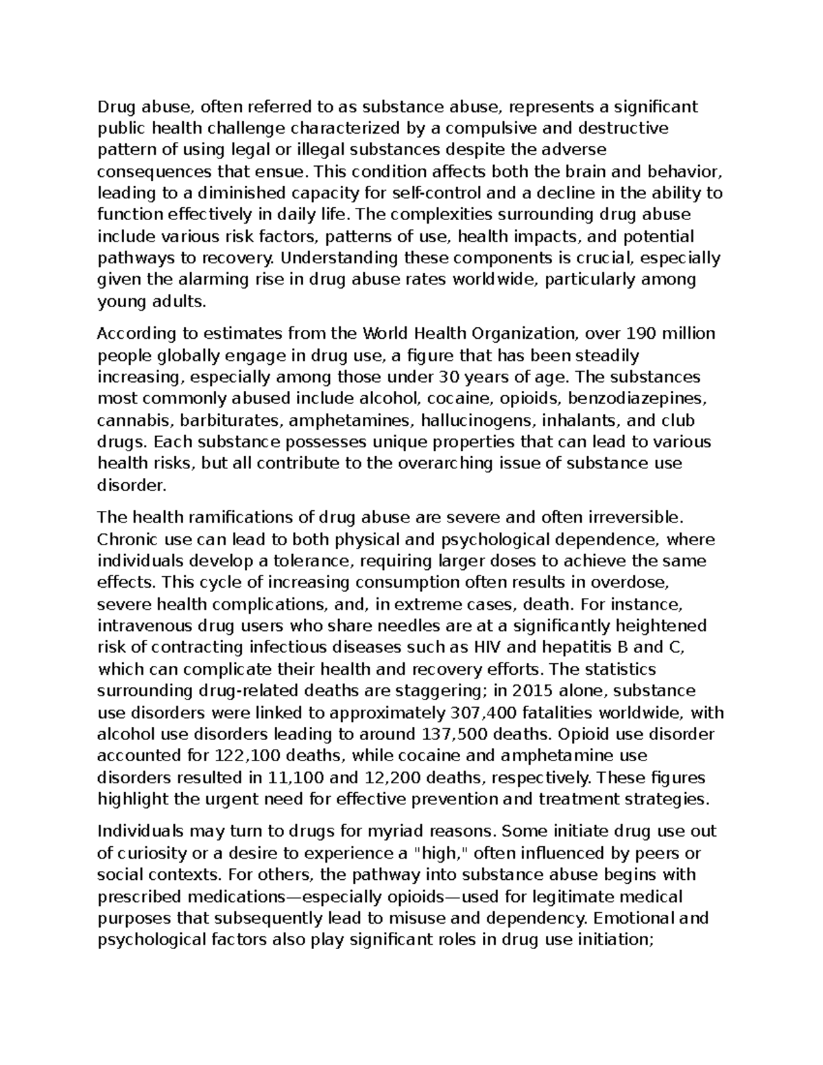 Drug abuse reflection - Drug abuse, often referred to as substance ...