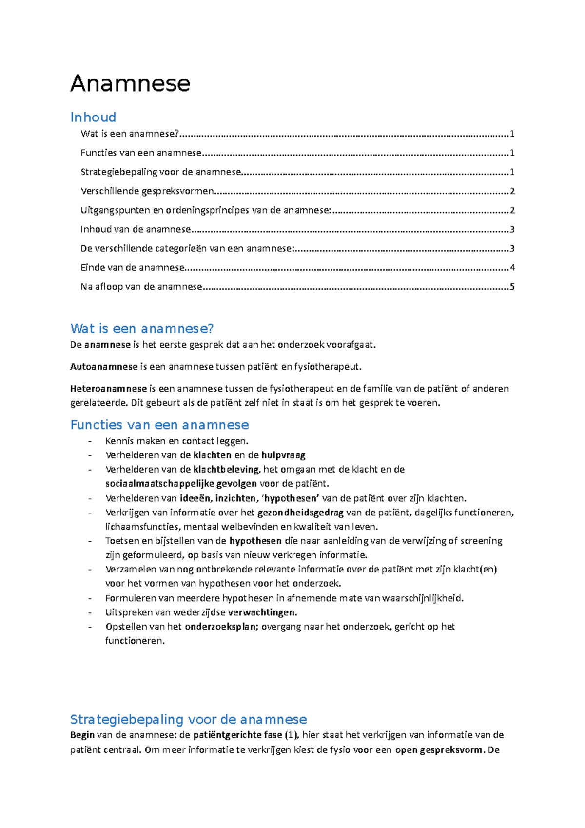 Anamnese afnemen - Anamnese Inhoud Wat is een - Studeersnel