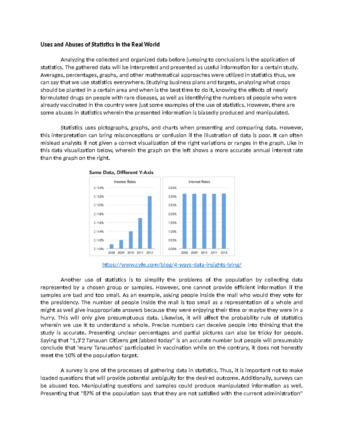 MMW - n/a - Uses and Abuses of Statistics in the Real World Analyzing ...