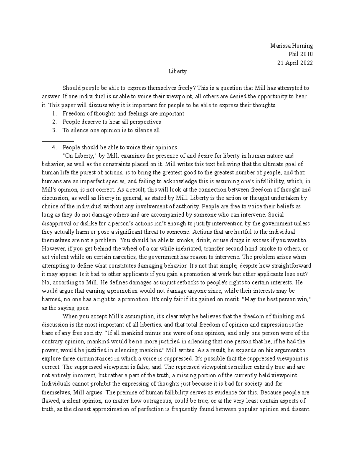 PHIL Paper 3 - Google Docs - Marissa Horning Phil 2010 21 April 2022 ...