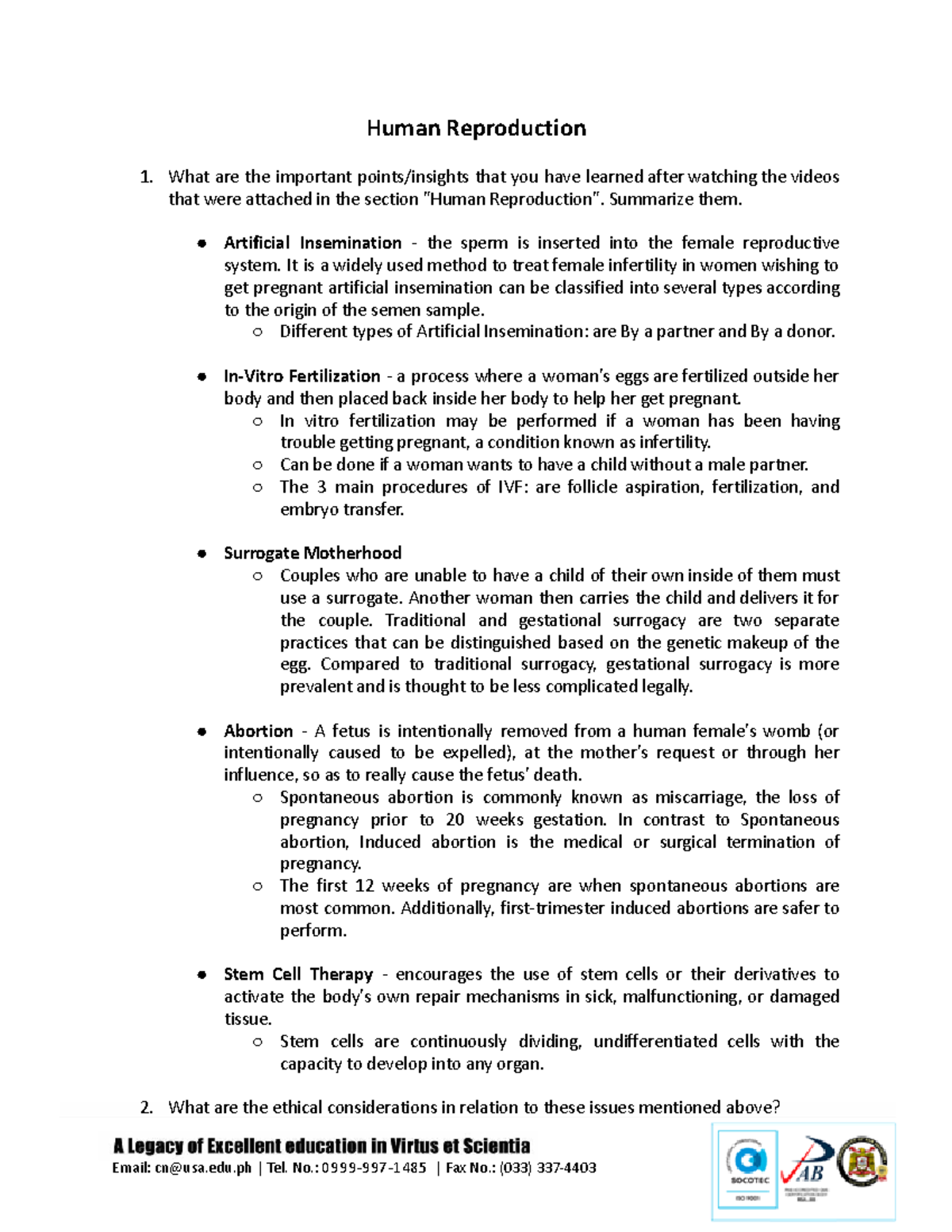 NCM 108 Human Reproduction - Human Reproduction What are the important ...