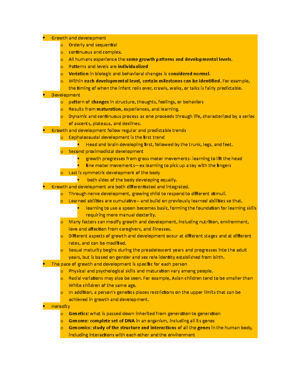 Chapter 21Developmental Concepts Study Guide - Growth and development o ...