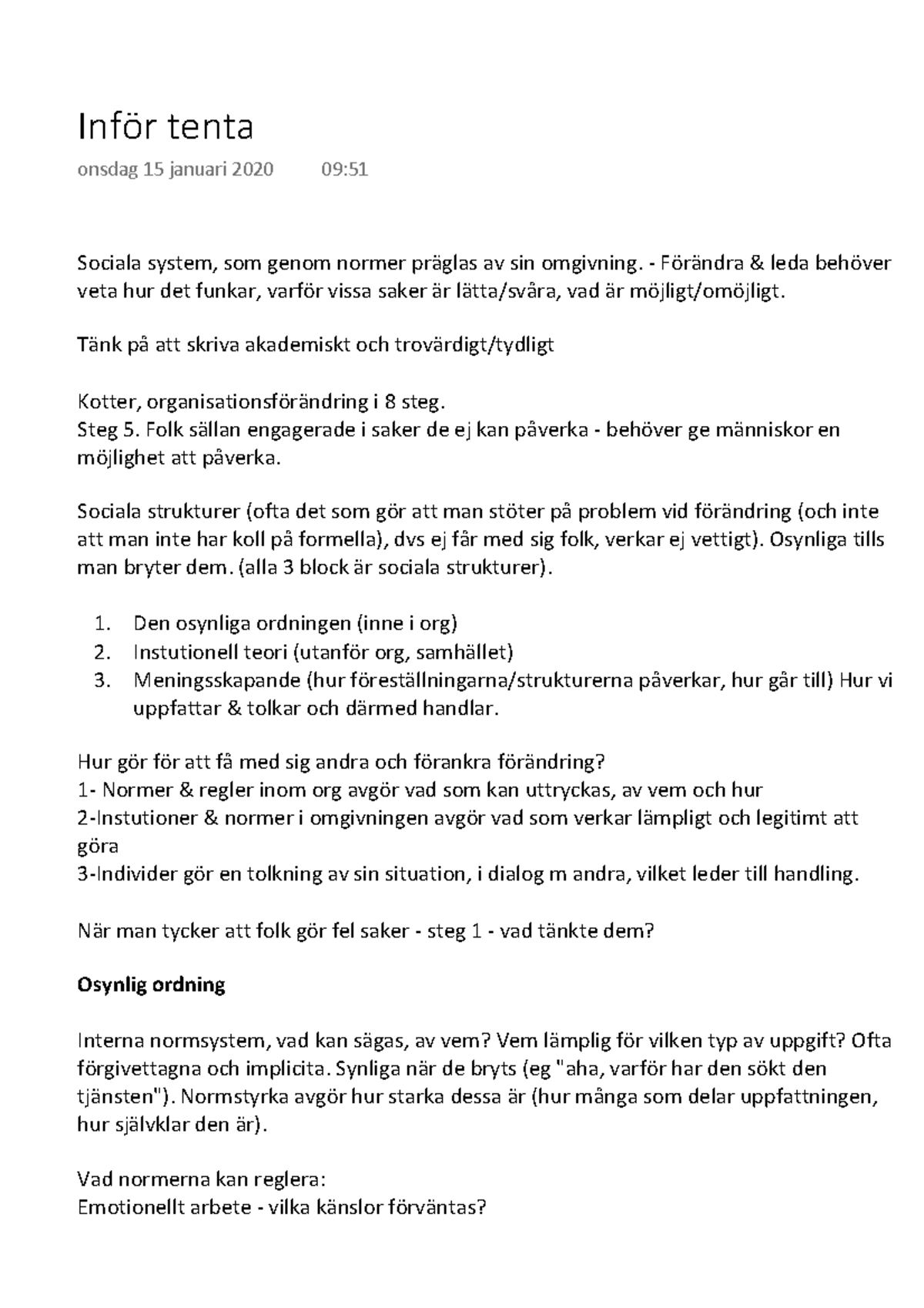 Inför tenta - Sammanfattning av kursen - Warning: TT: undefined function: 32 Sociala system, som ...