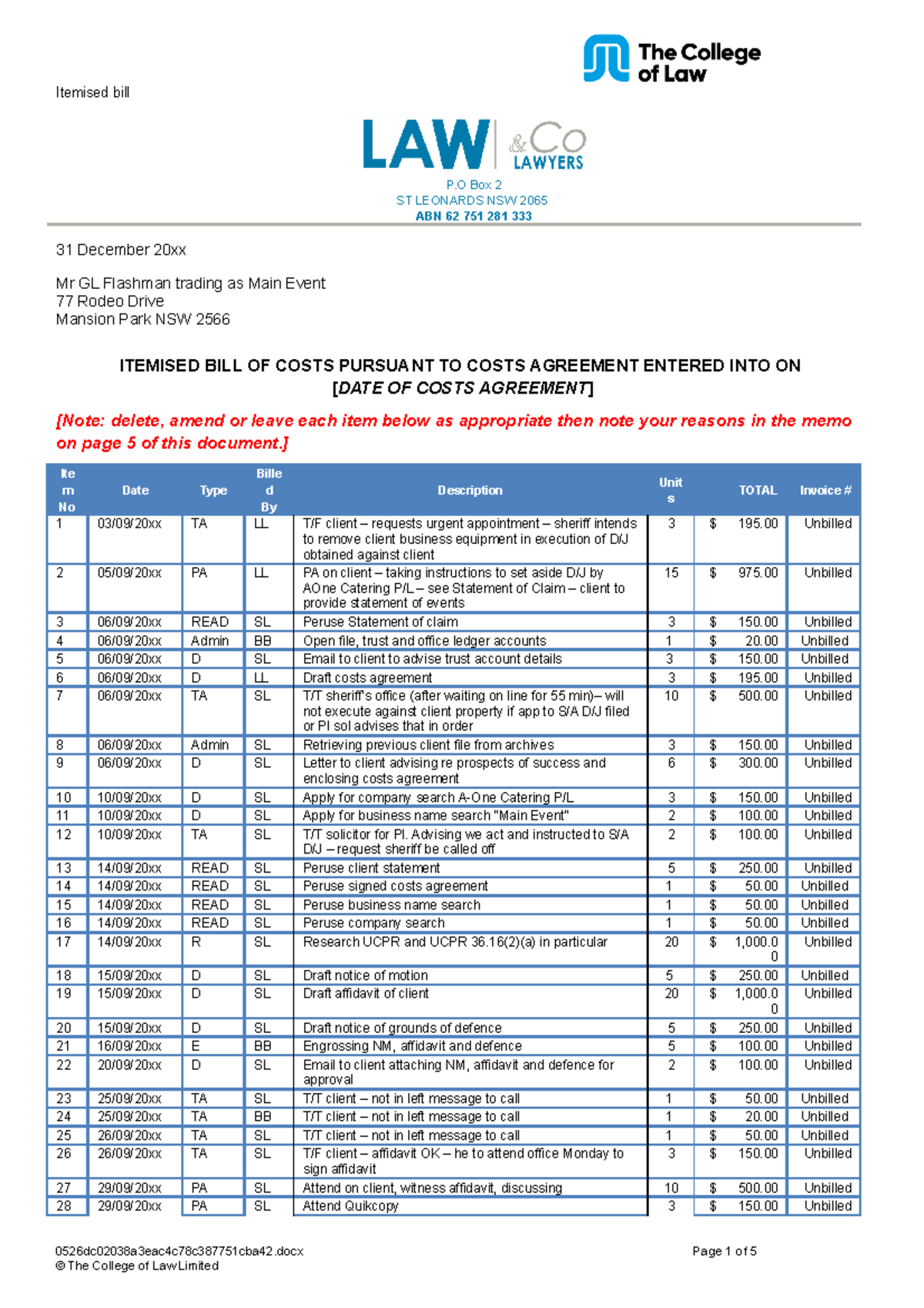 EPR T3 A2 Flashman template NSW 2021 03 29 - Itemised bill P Box 2 ST ...