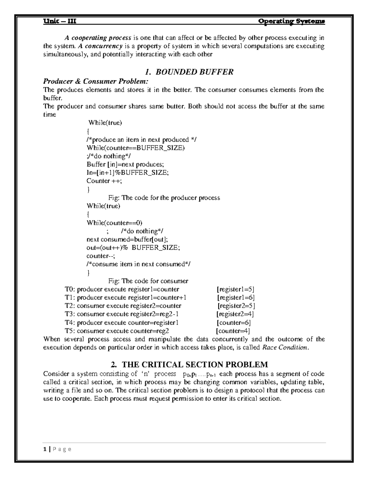 Os-unit-3 - operating systems - A cooperating process is one that can ...