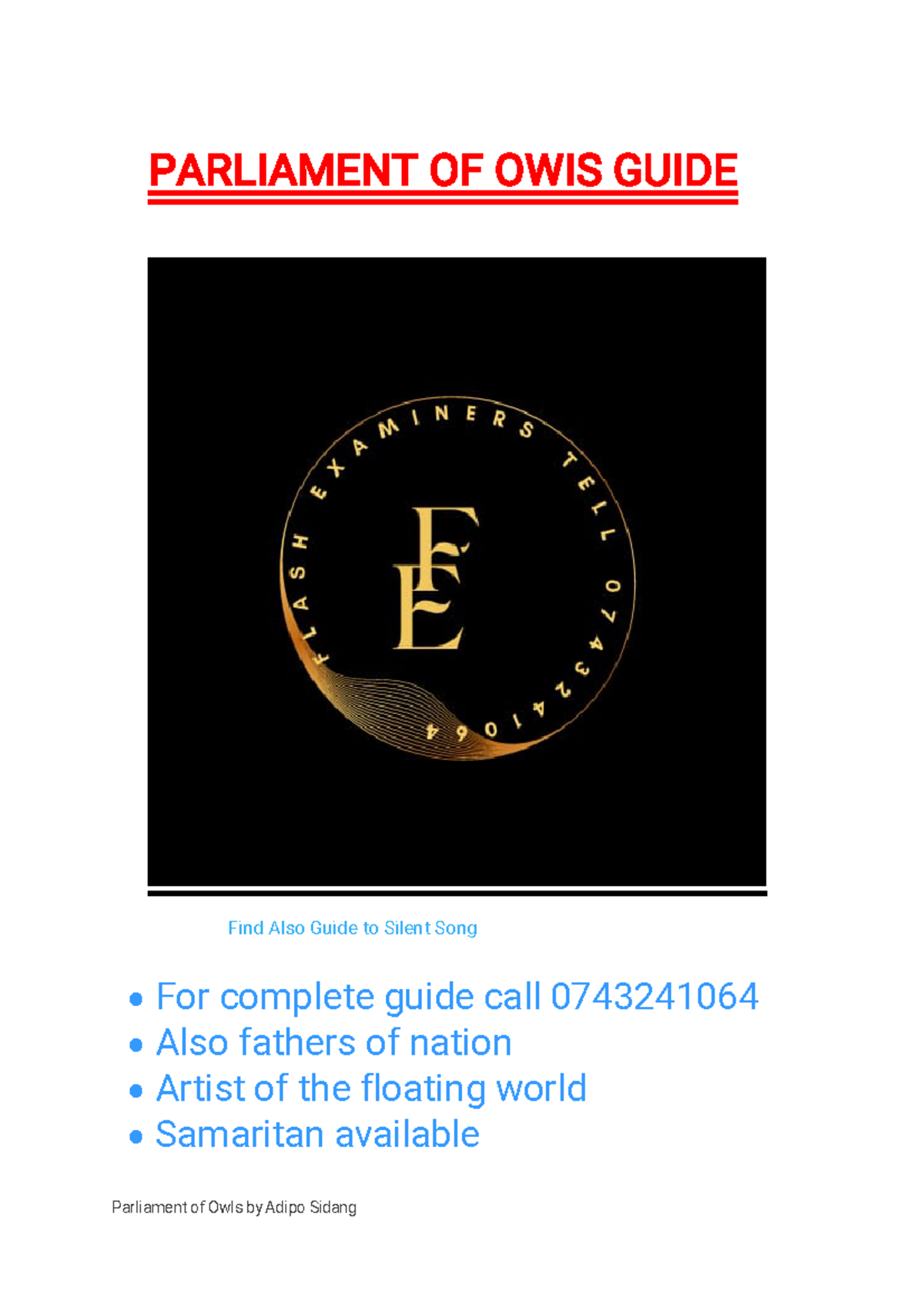 Parliament. OF OWIS Guide-1 - PARLIAMENT OF OWIS GUIDE Find Also Guide ...