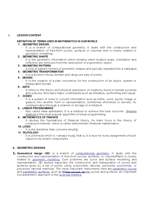 MMW Math-CH4 - Mathematics in Modern World, It gives us a way to ...