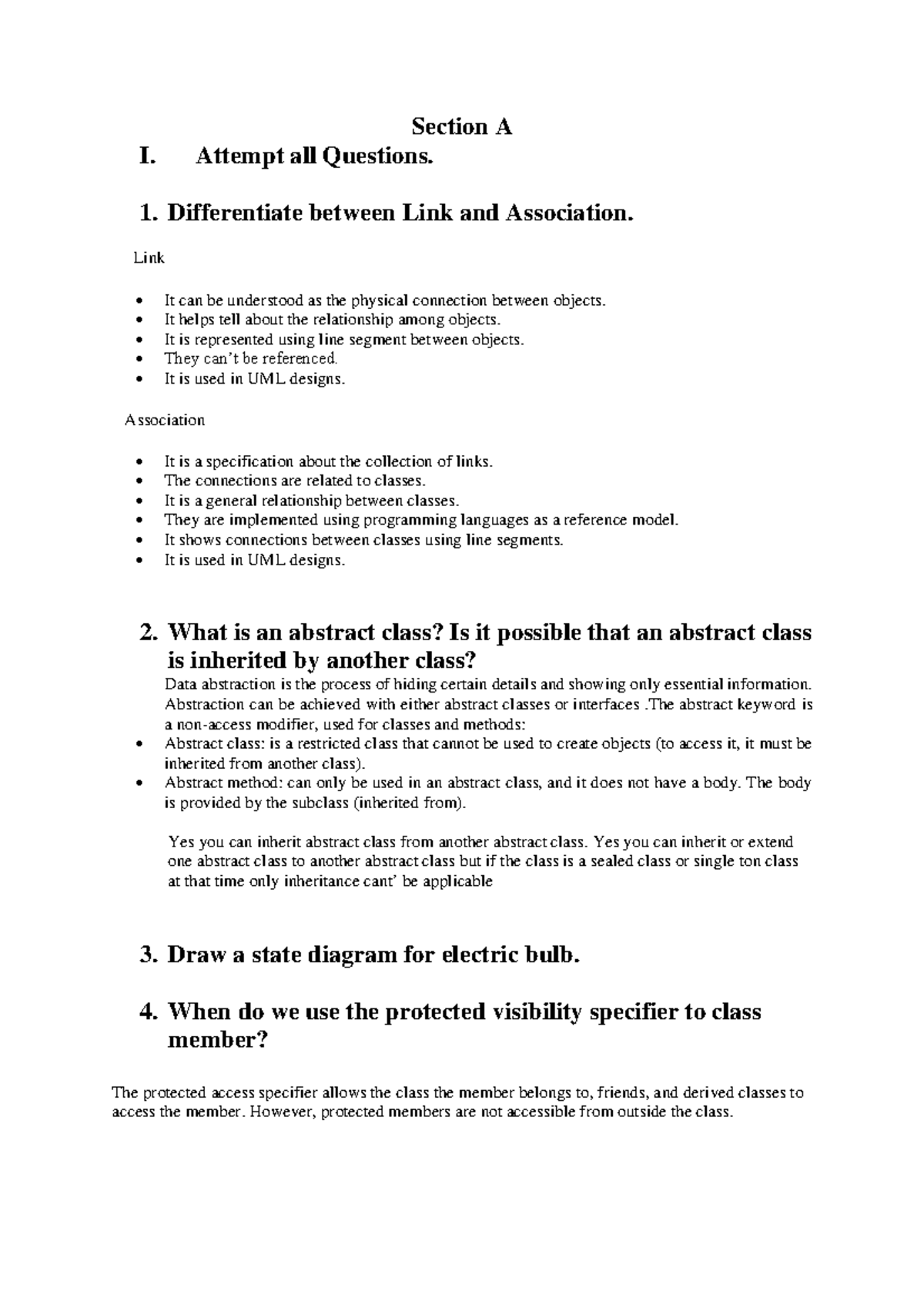2021-22 solution - previous year - Section A I. Attempt all Questions. 1. Differentiate between ...