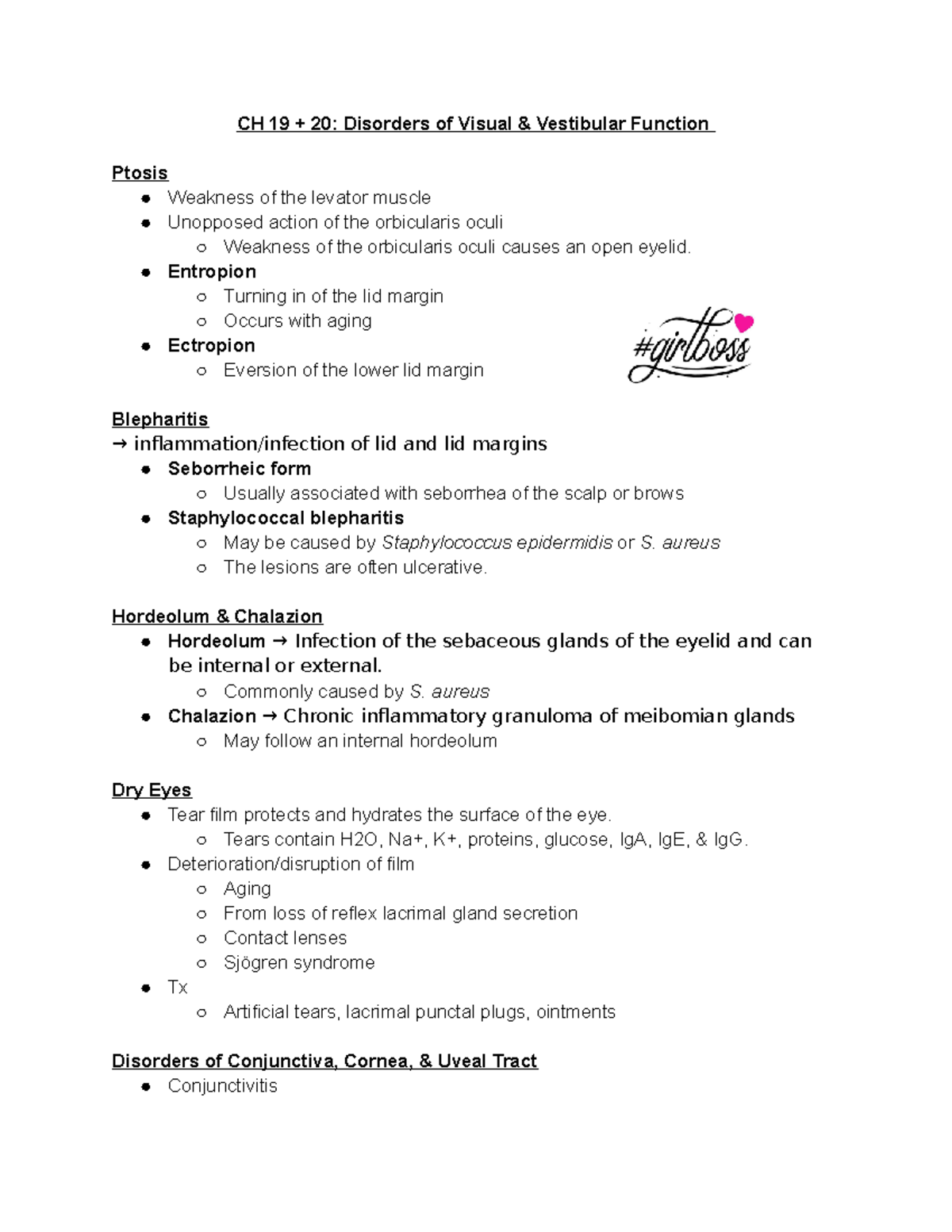 CH 19 + 20 Disorders of Visual Vestibular Function - CH 19 + 20 ...