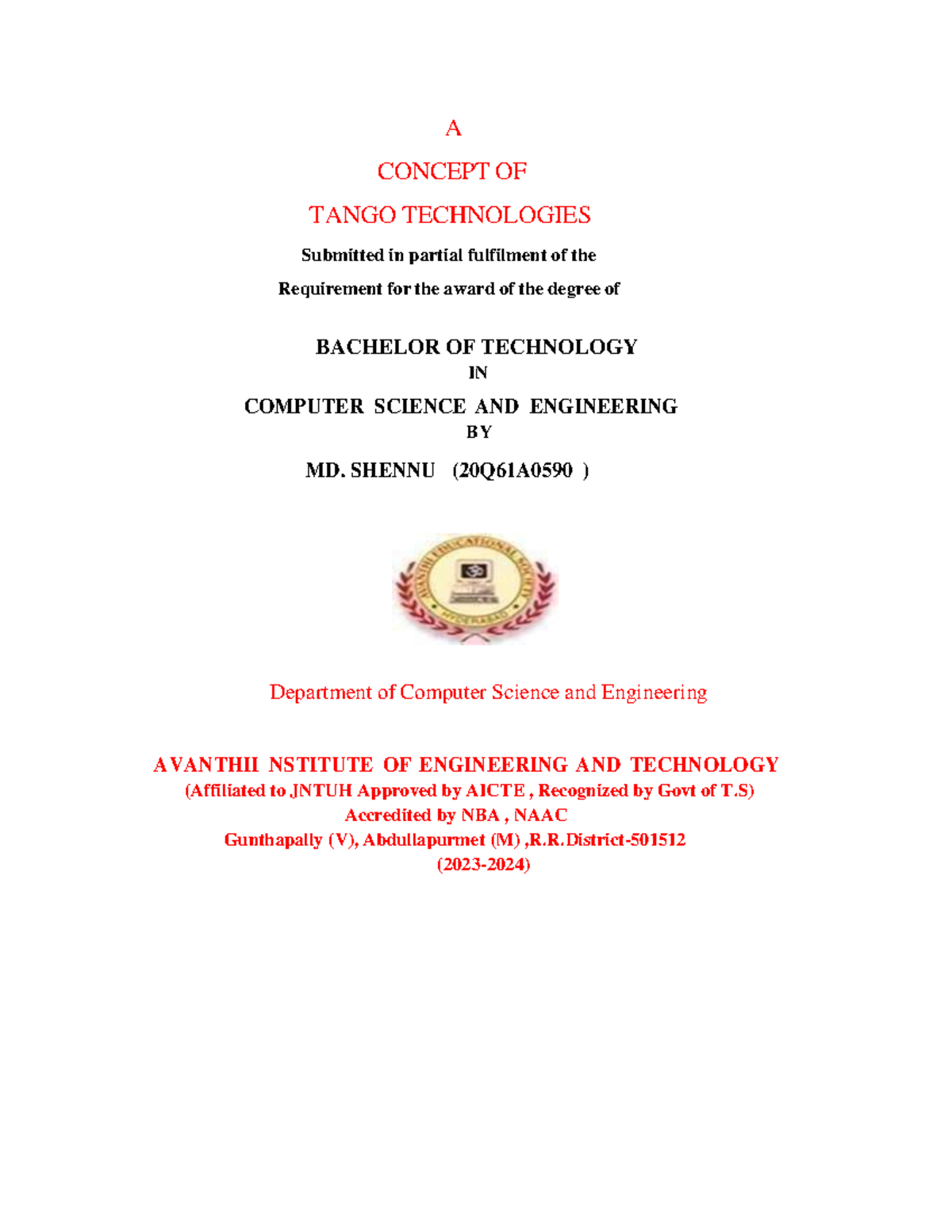 Tango Technology - A CONCEPT OF TANGO TECHNOLOGIES Submitted in partial ...