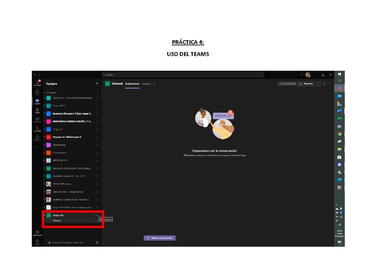 GEV Práctica 4 Uso del Teams y Blackcoard - Gestión de datos e ...