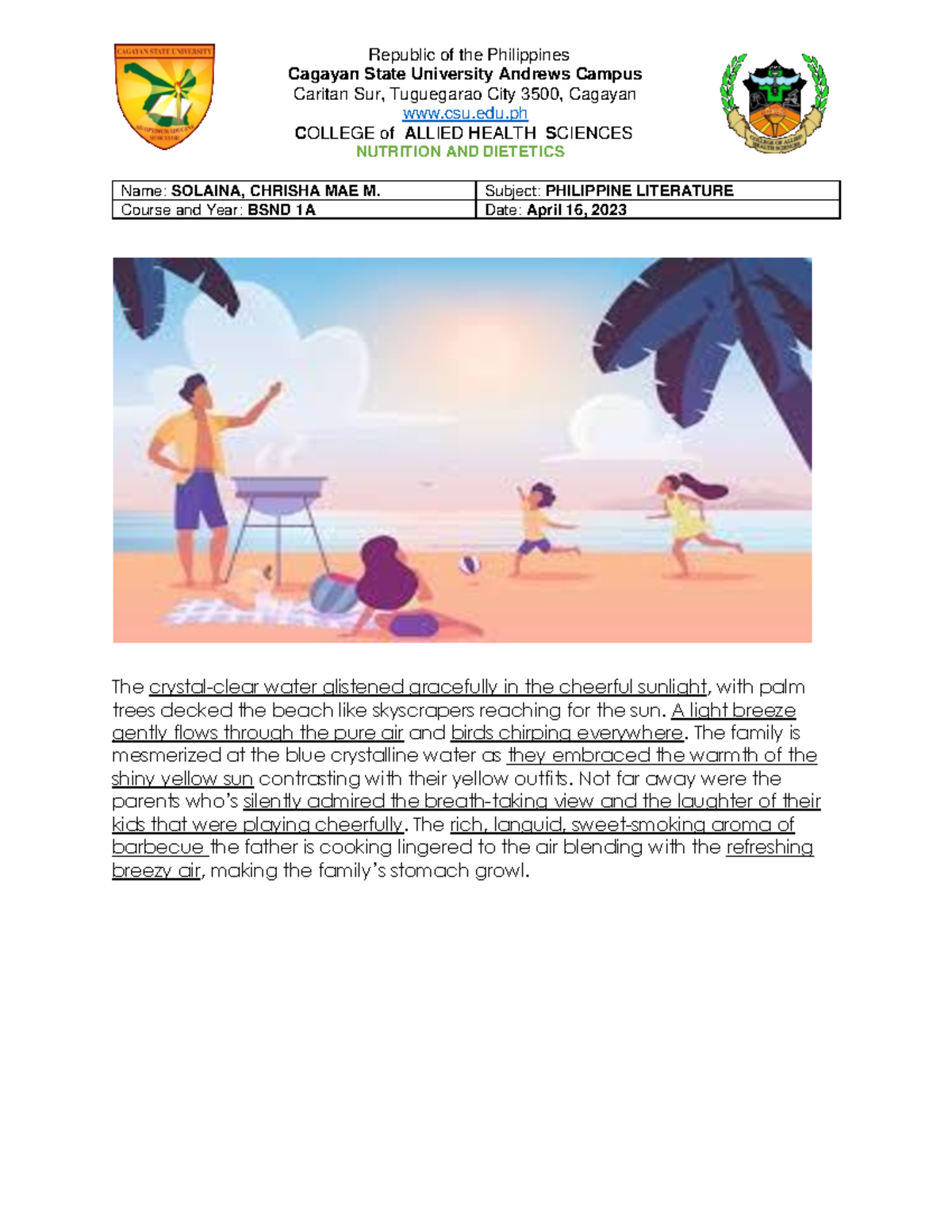 Solaina. Imagery - Republic of the Philippines Cagayan State University ...