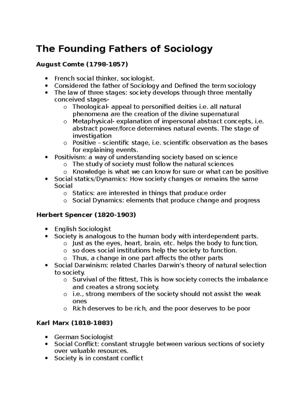 The Founding Fathers of Sociology - Considered the father of Sociology ...