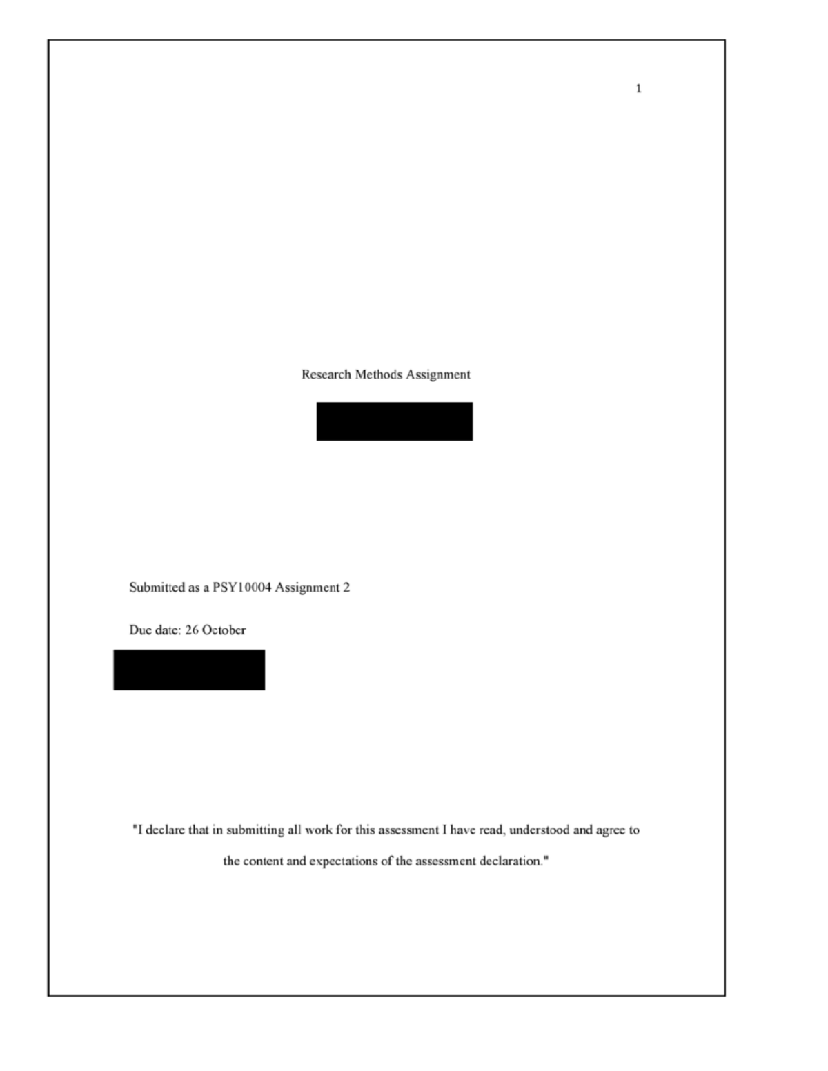 PSY10008 Assignment 2 REP assignment - HD example 1 - QM FINAL GRADE ...