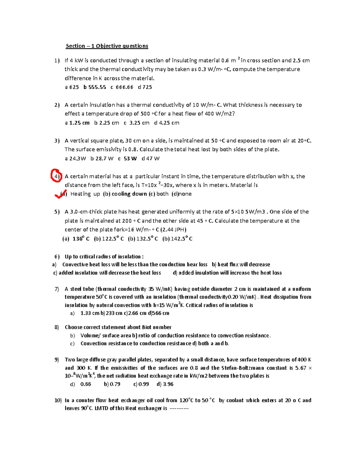Objective Answers - cdc - Section – 1 Objective questions 1) If 4 kW is ...