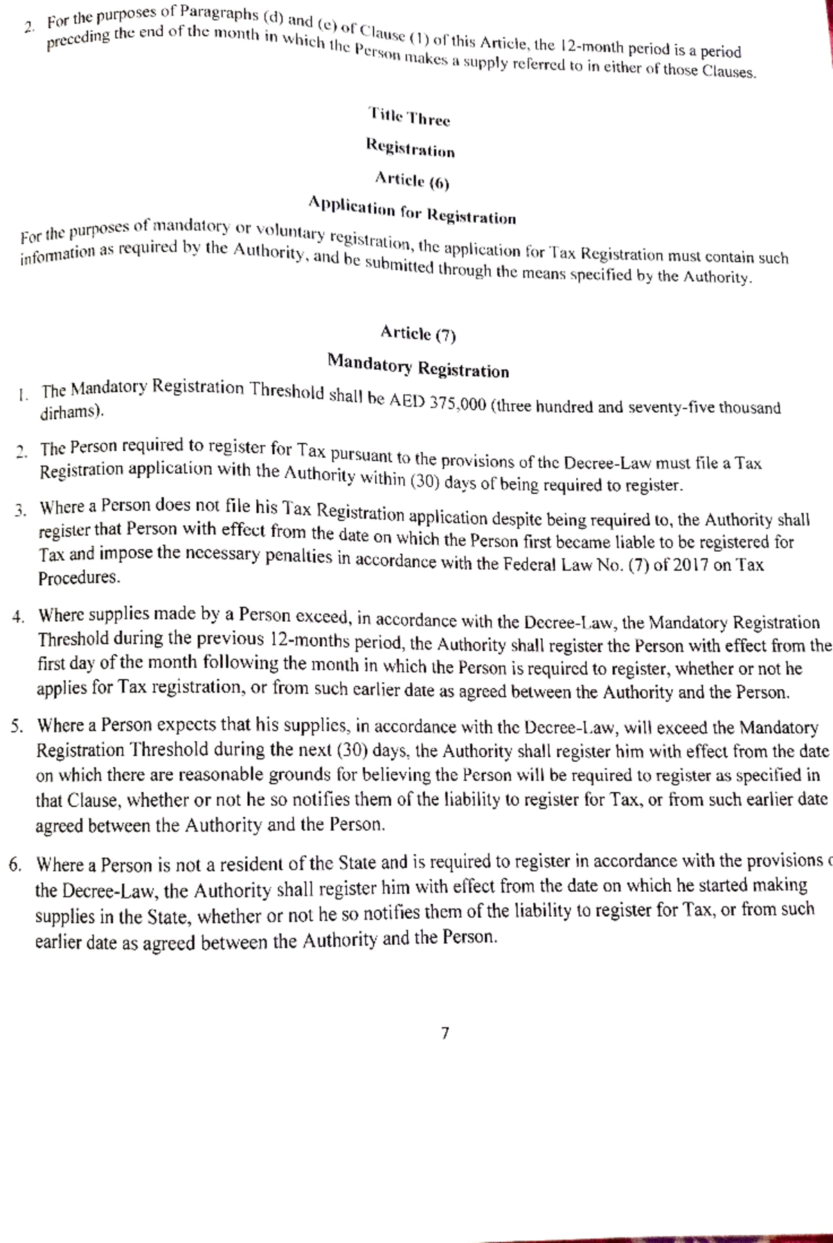 VAT Title 3 P7 UAE Executive Regulations On VAT United Arab Emirates