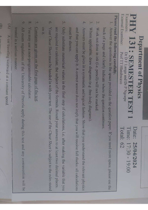 Semester TEST 1 MEMO - University of Pretoria Department of Food ...