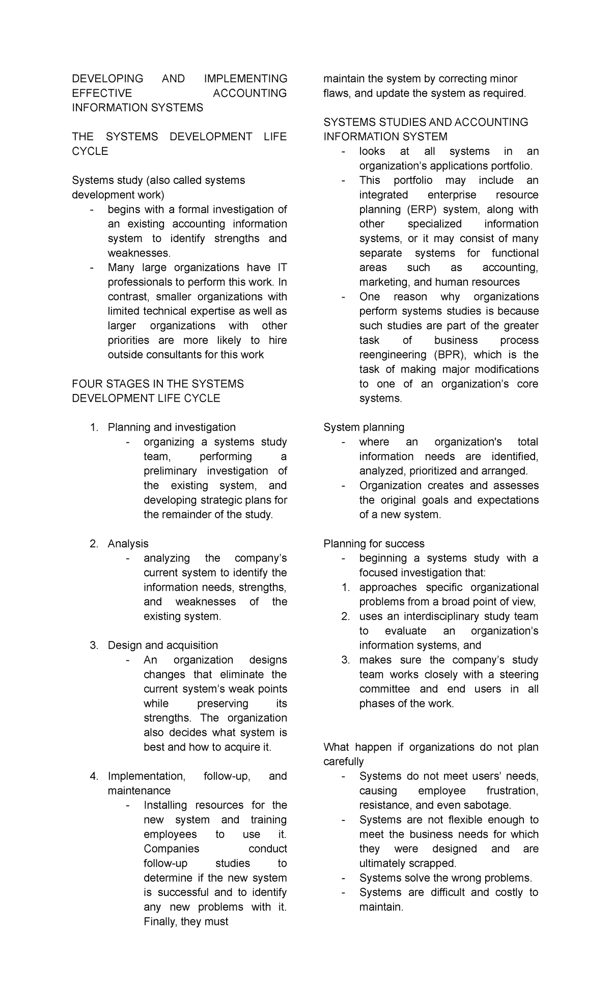 AIS-Chapter-6 Summary - DEVELOPING AND IMPLEMENTING EFFECTIVE ACCOUNTING INFORMATION SYSTEMS THE ...