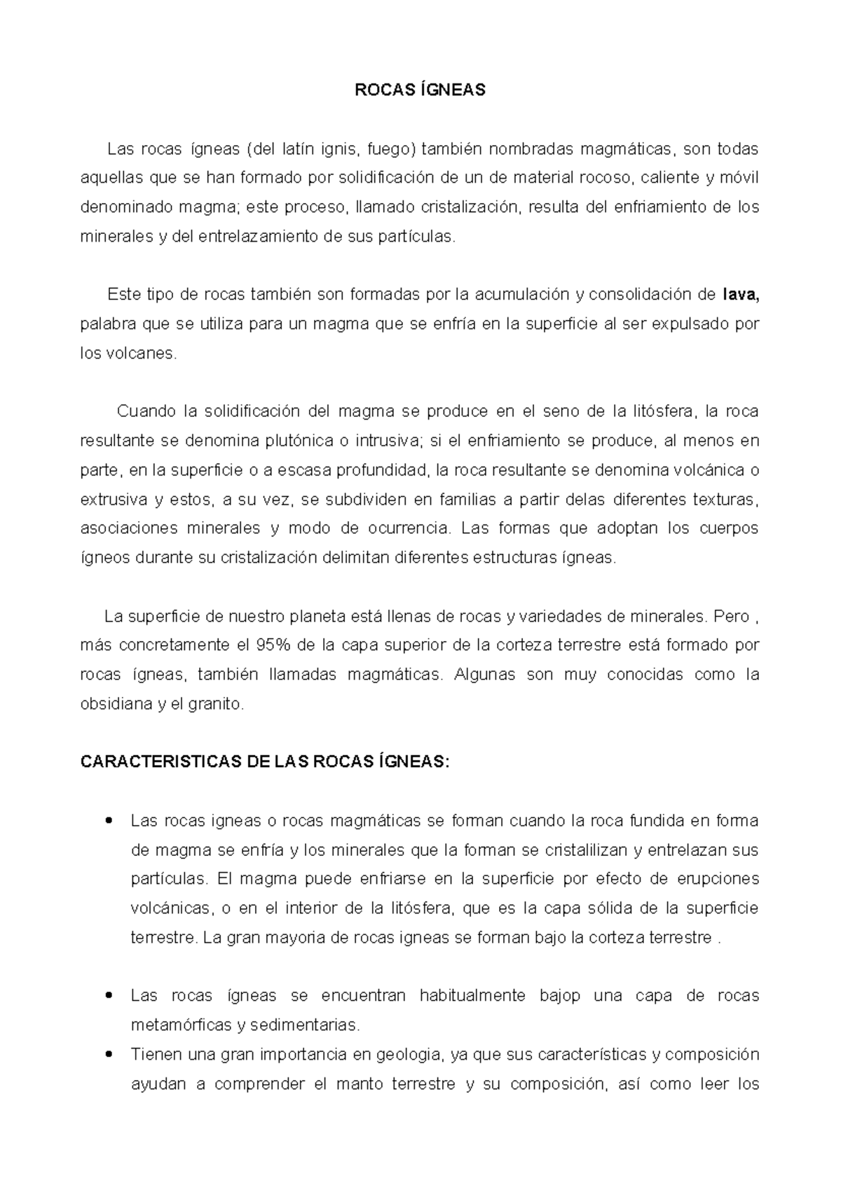 Rocas igneas - ROCAS ÍGNEAS Las rocas ígneas (del latín ignis, fuego ...