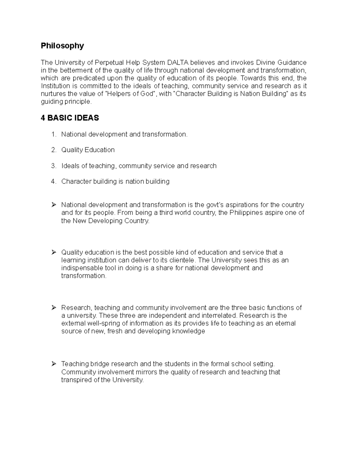 Uphsd FCL - Lecture notes 1-2 - Philosophy The University of Perpetual ...