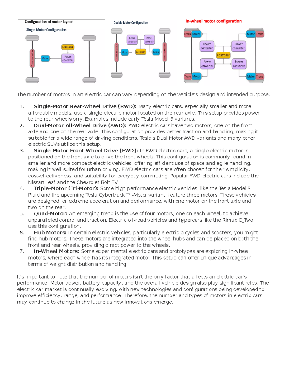 Ev configuration - The number of motors in an electric car can vary ...
