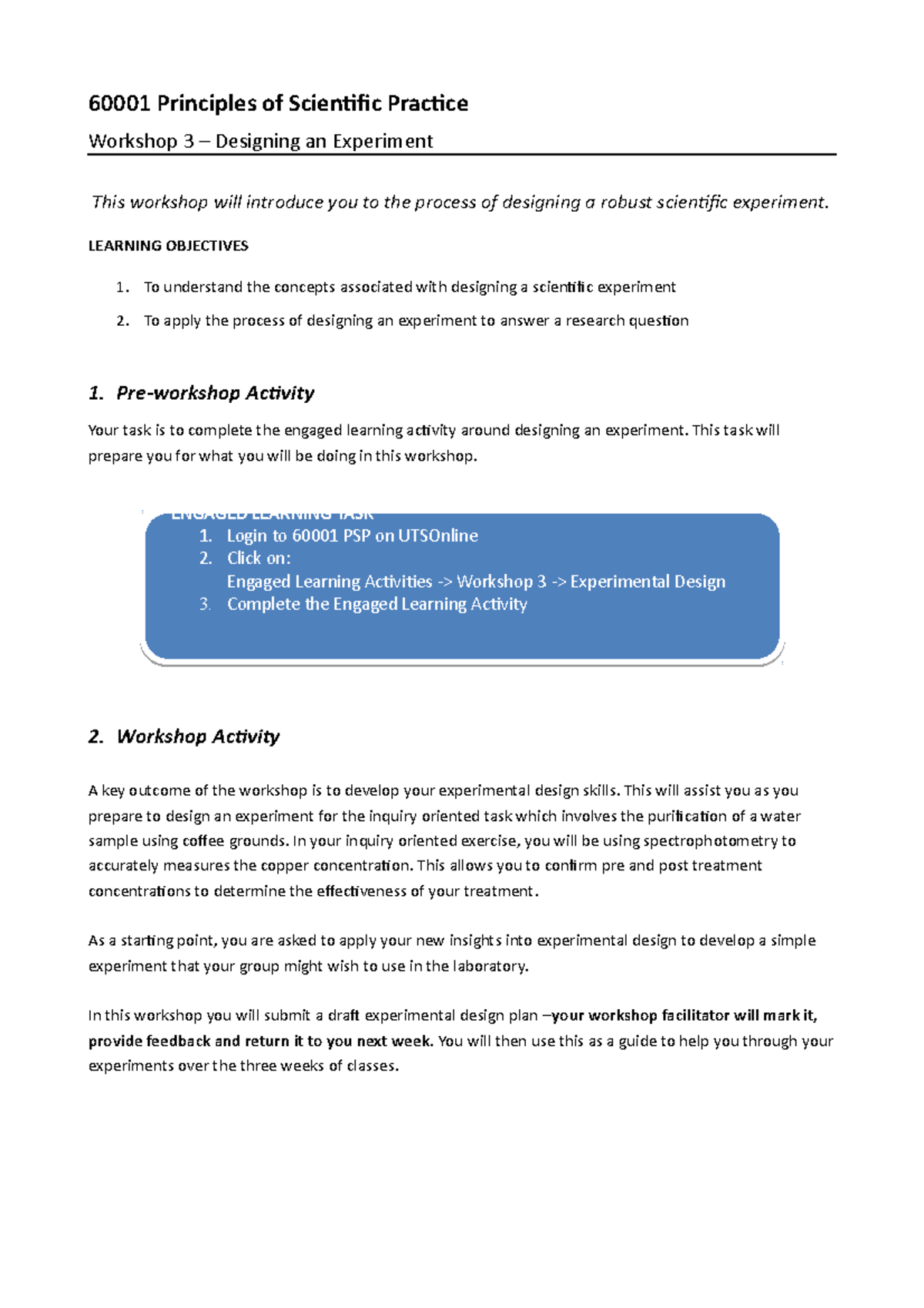 Workshop 3 - Instructions - 60001 Principles of Scientific Practice ...