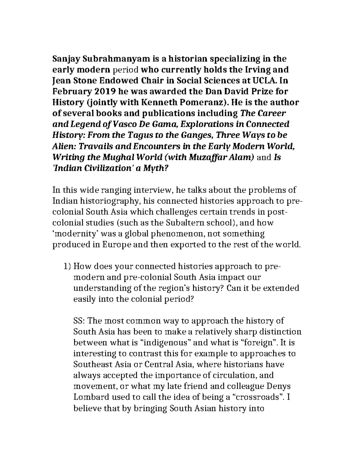 Explorations in Connected History A Conv - Sanjay Subrahmanyam is a ...