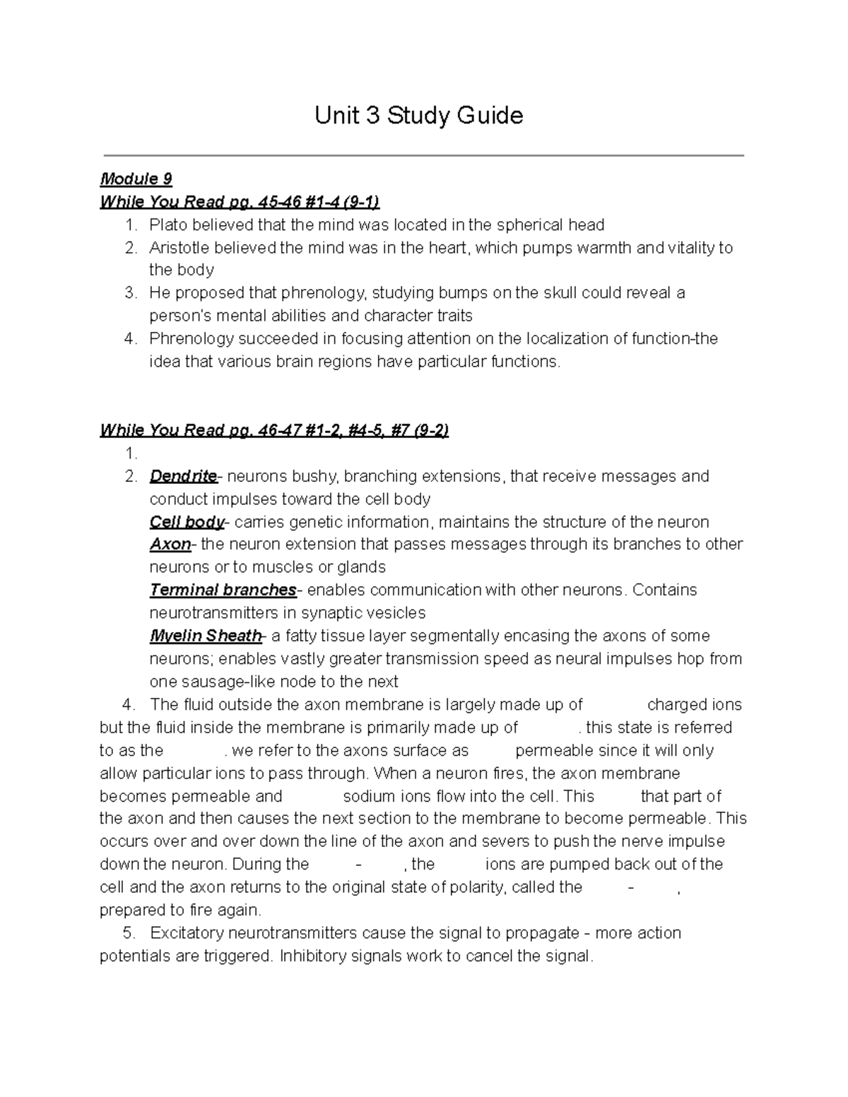 Unit 3 Study Guide-AP Pysch - Unit 3 Study Guide Module 9 While You ...