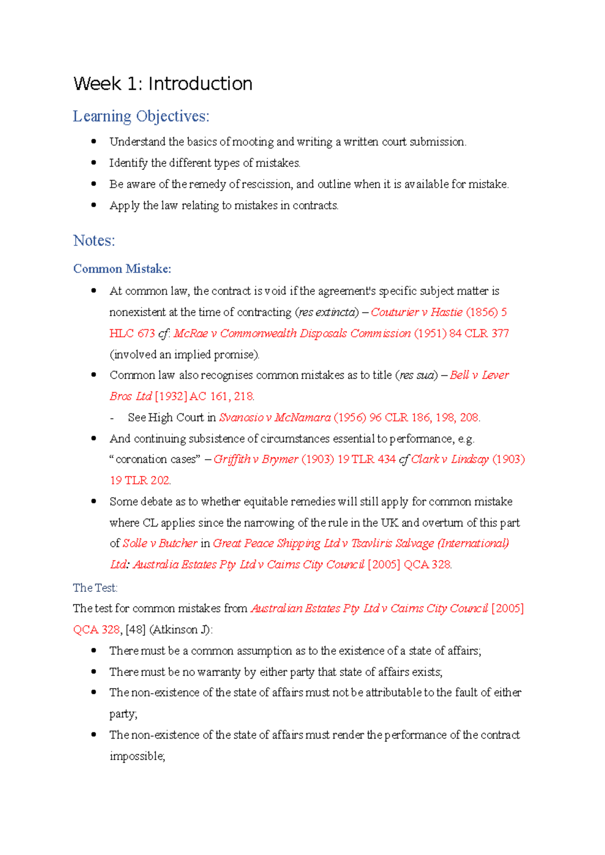 Week 1 - Week 1 notes - Week 1: Introduction Learning Objectives ...