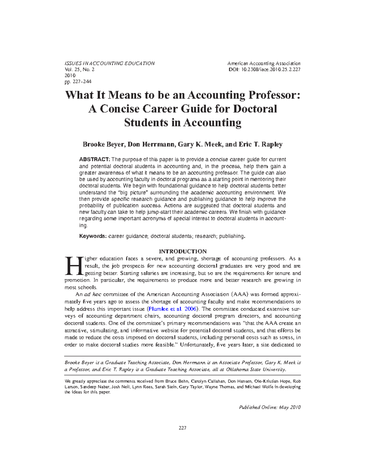 Concise Guide for Acctg Doctoral Students - What It Means to be an ...