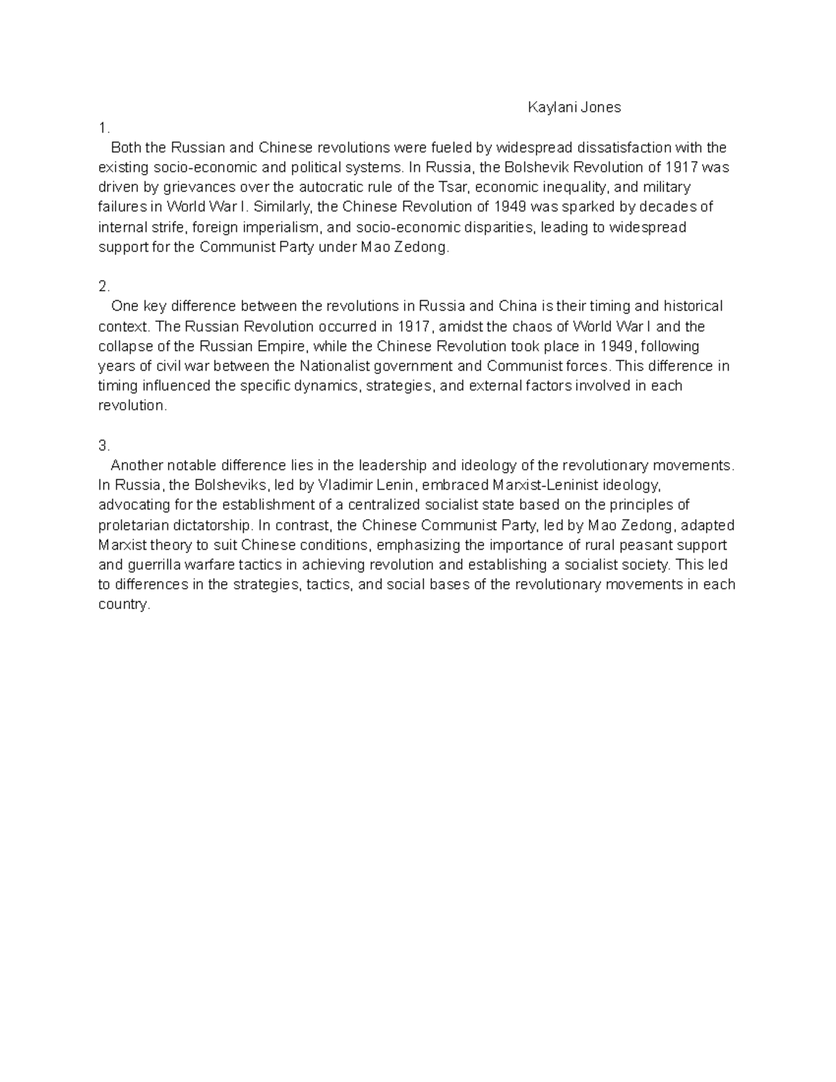 Unit 8.4 Spread of Communism SAQ - Kaylani Jones 1. Both the Russian ...